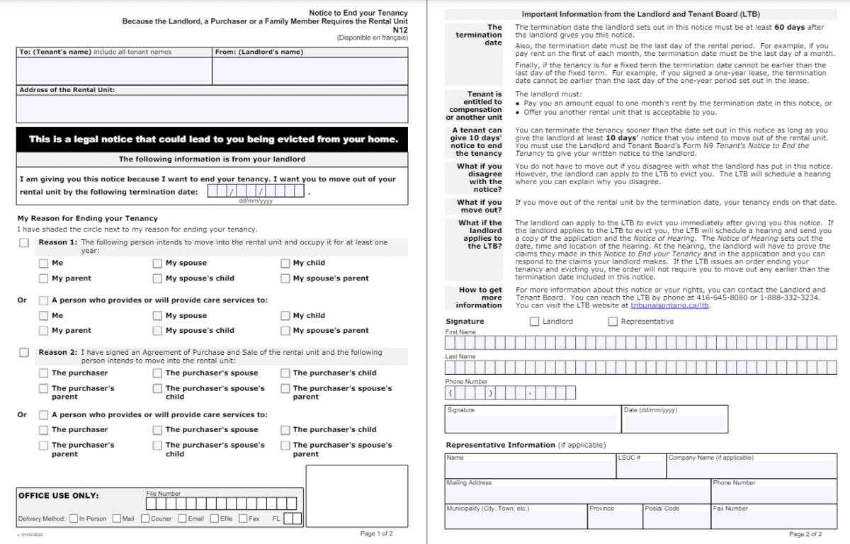 N12 Form LTB | Easy Guide on How to Serve an N12 Form