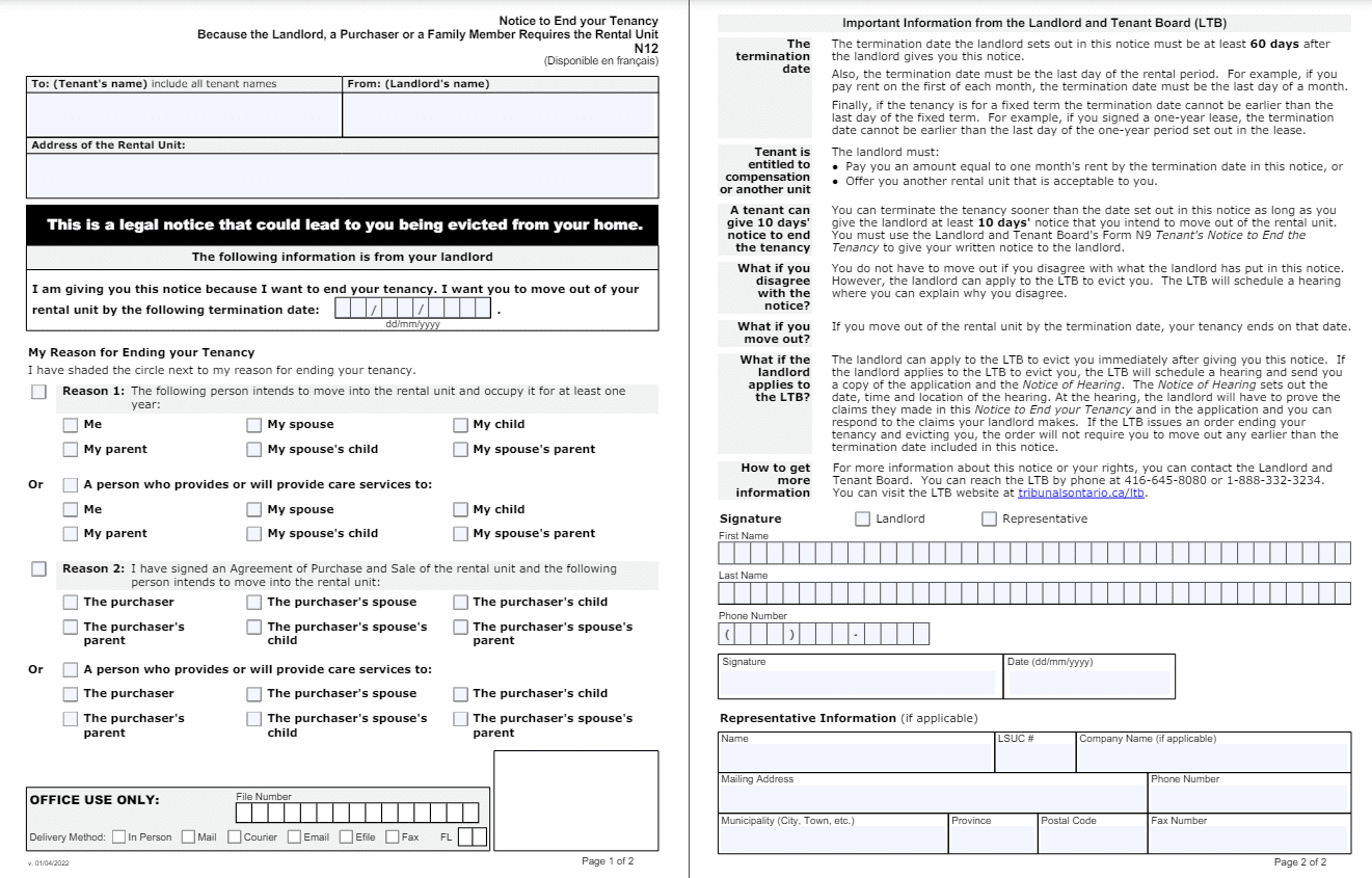 N12 Form LTB | Easy Guide on How to Serve an N12 Form